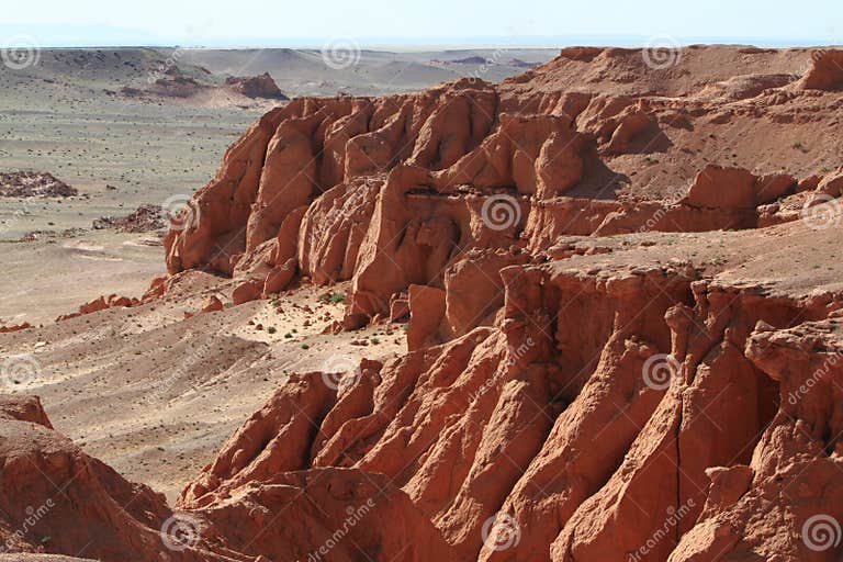 The Flaming Cliff of Bayanzag Stock Photo - Image of formation, gobi ...