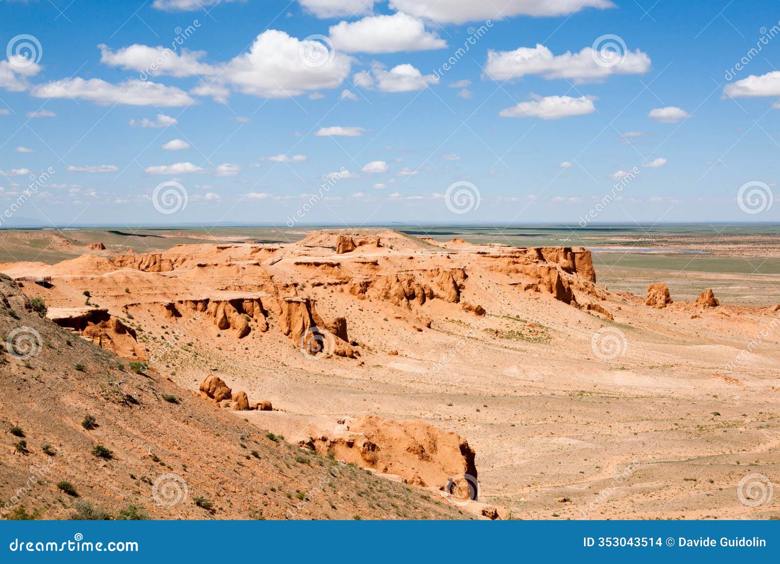 Flaming Cliffs Rocks Landscape, Mongolia. Gobi Desert Stock Photo ...