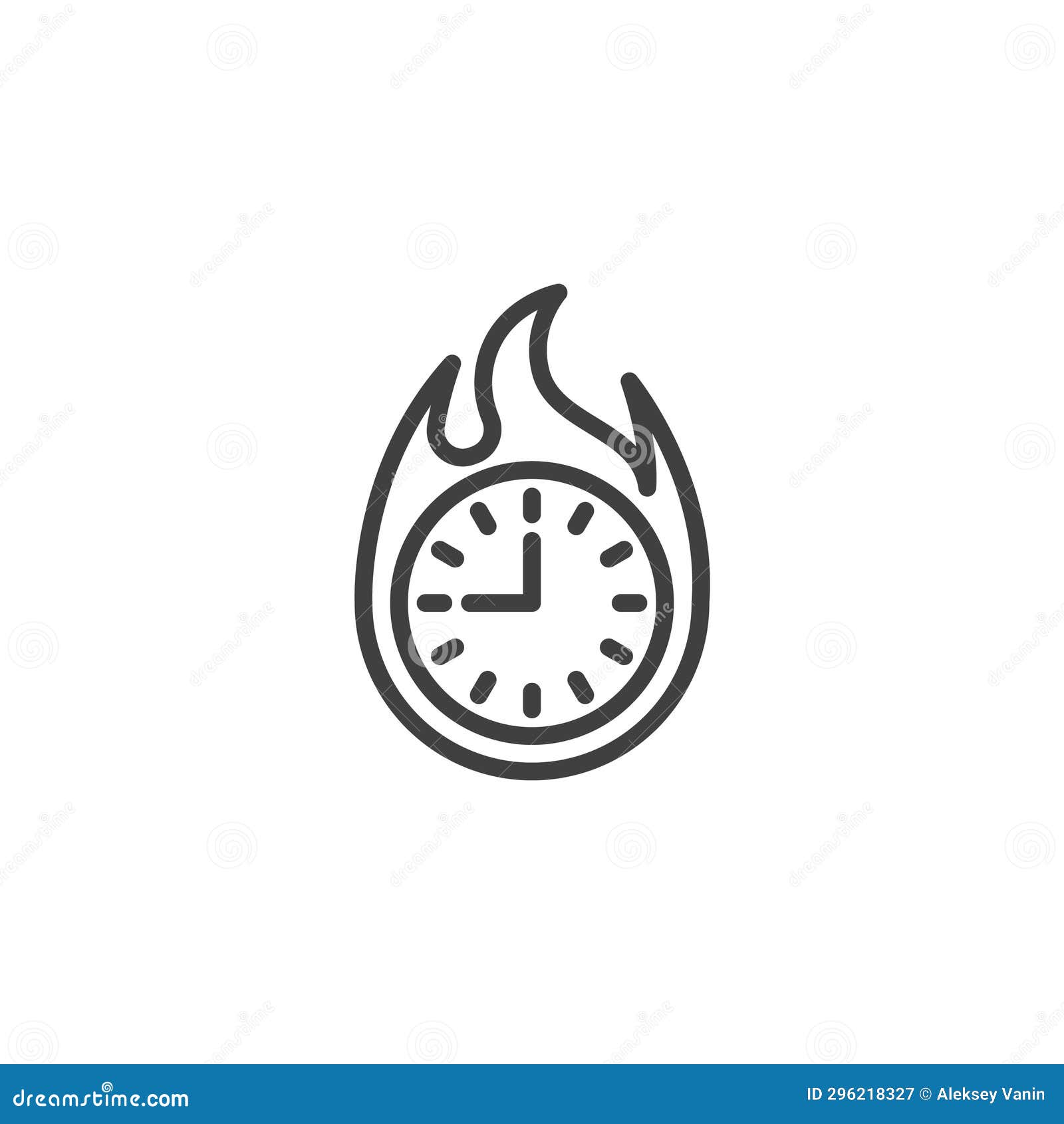 Flaming clock line icon stock vector. Illustration of time - 296218327