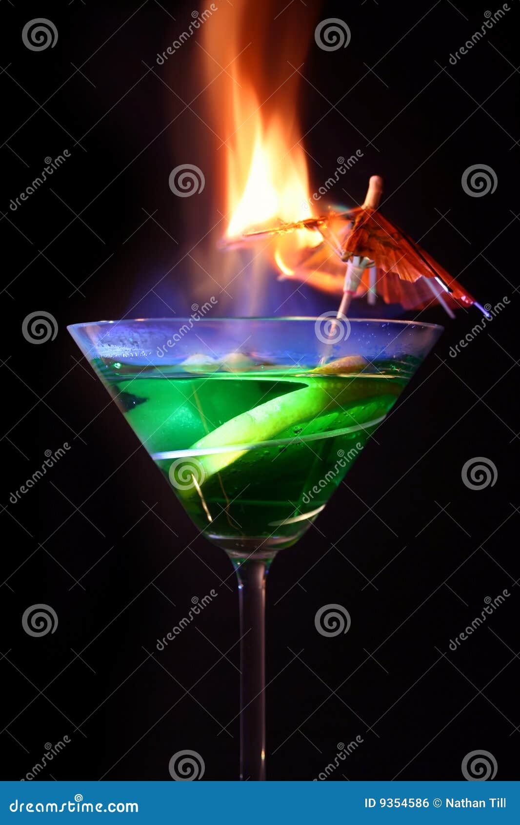 Flaming Cocktail stock photo. Image of glass, nightclub - 9354586