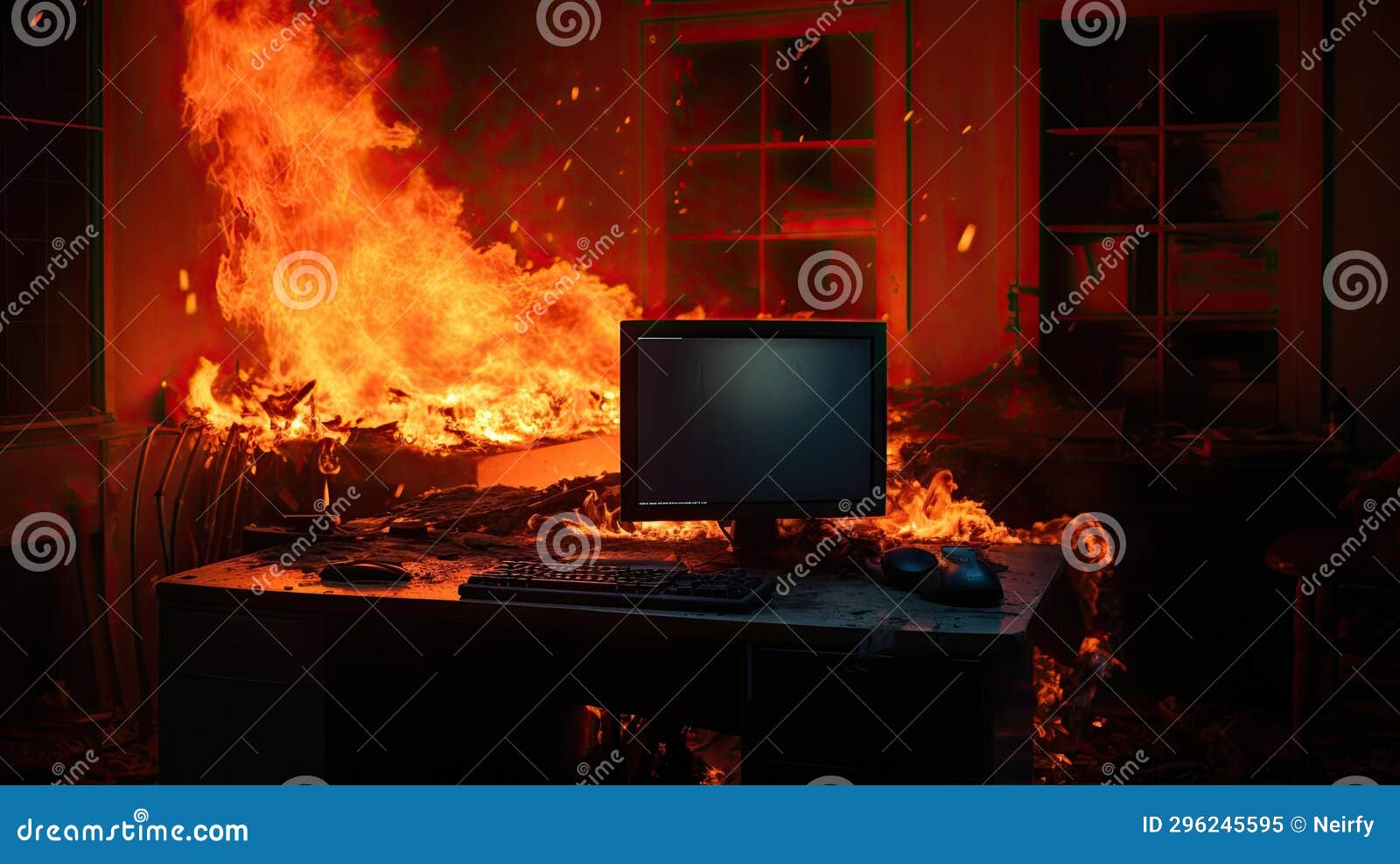 Flaming computer stock image. Image of temperature, heat - 296245595