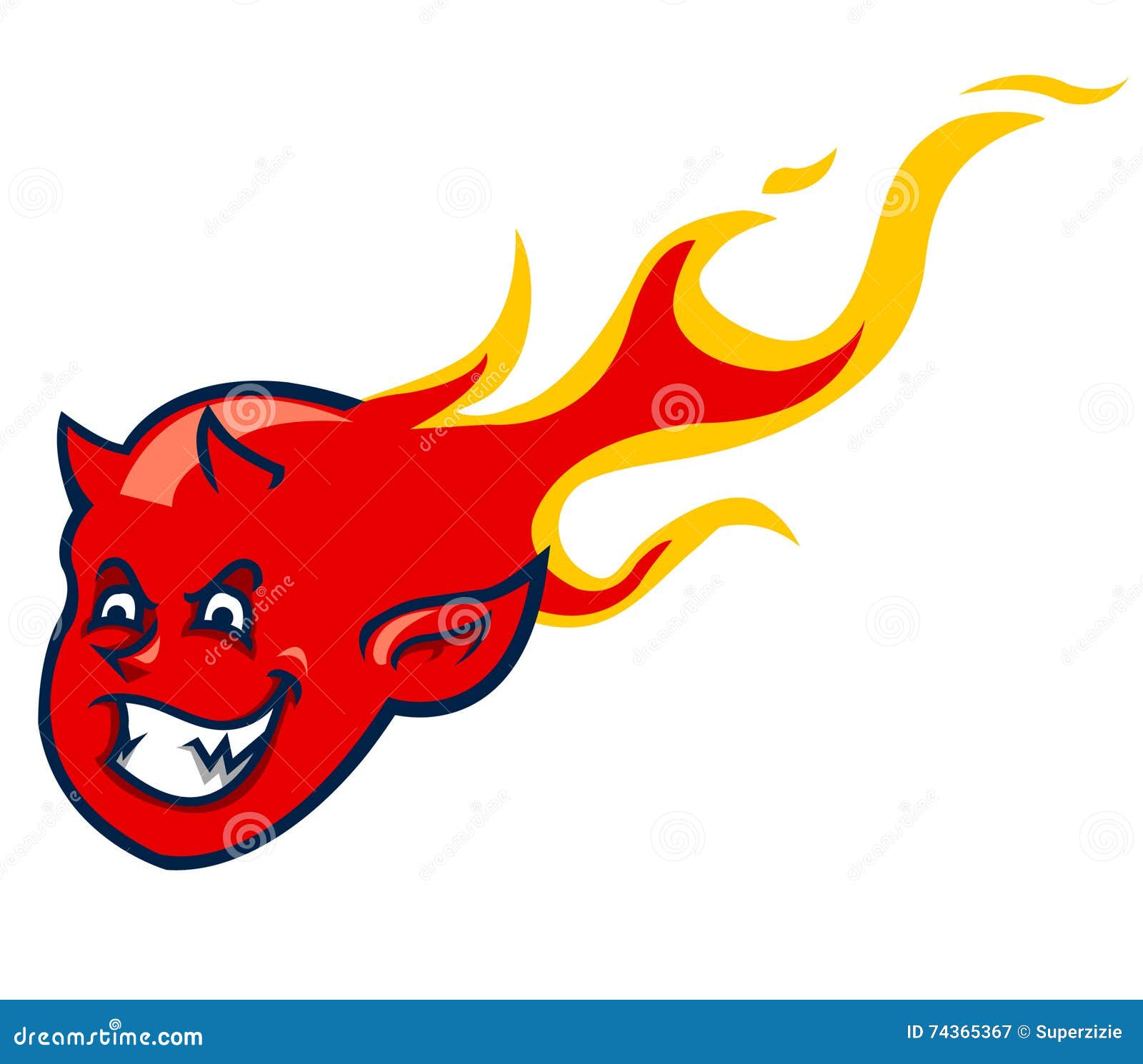 Flaming Devil Head stock vector. Illustration of fire - 74365367
