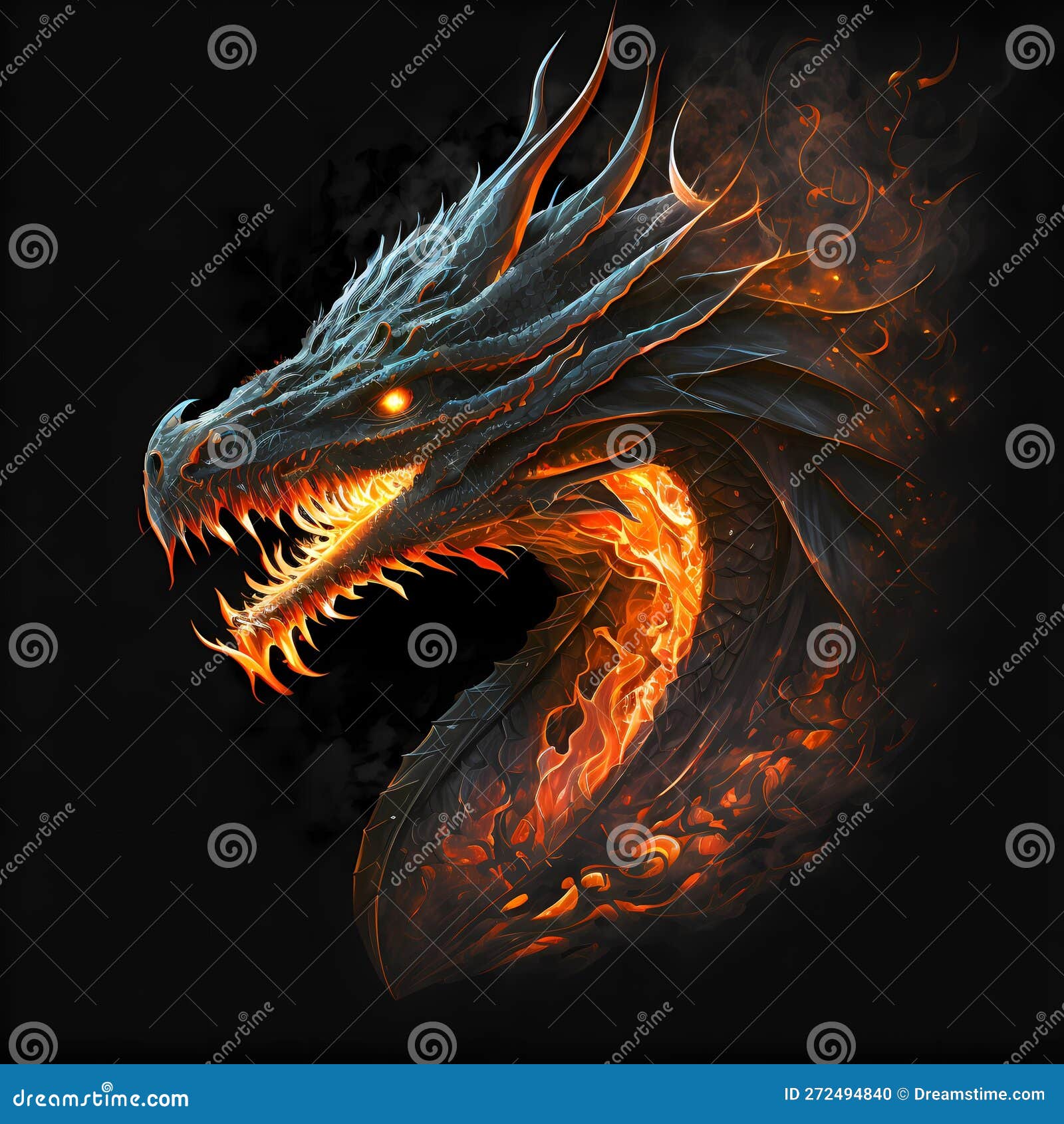 Flaming Dragon Head Symbols Cartoon Vector | CartoonDealer.com #50213435