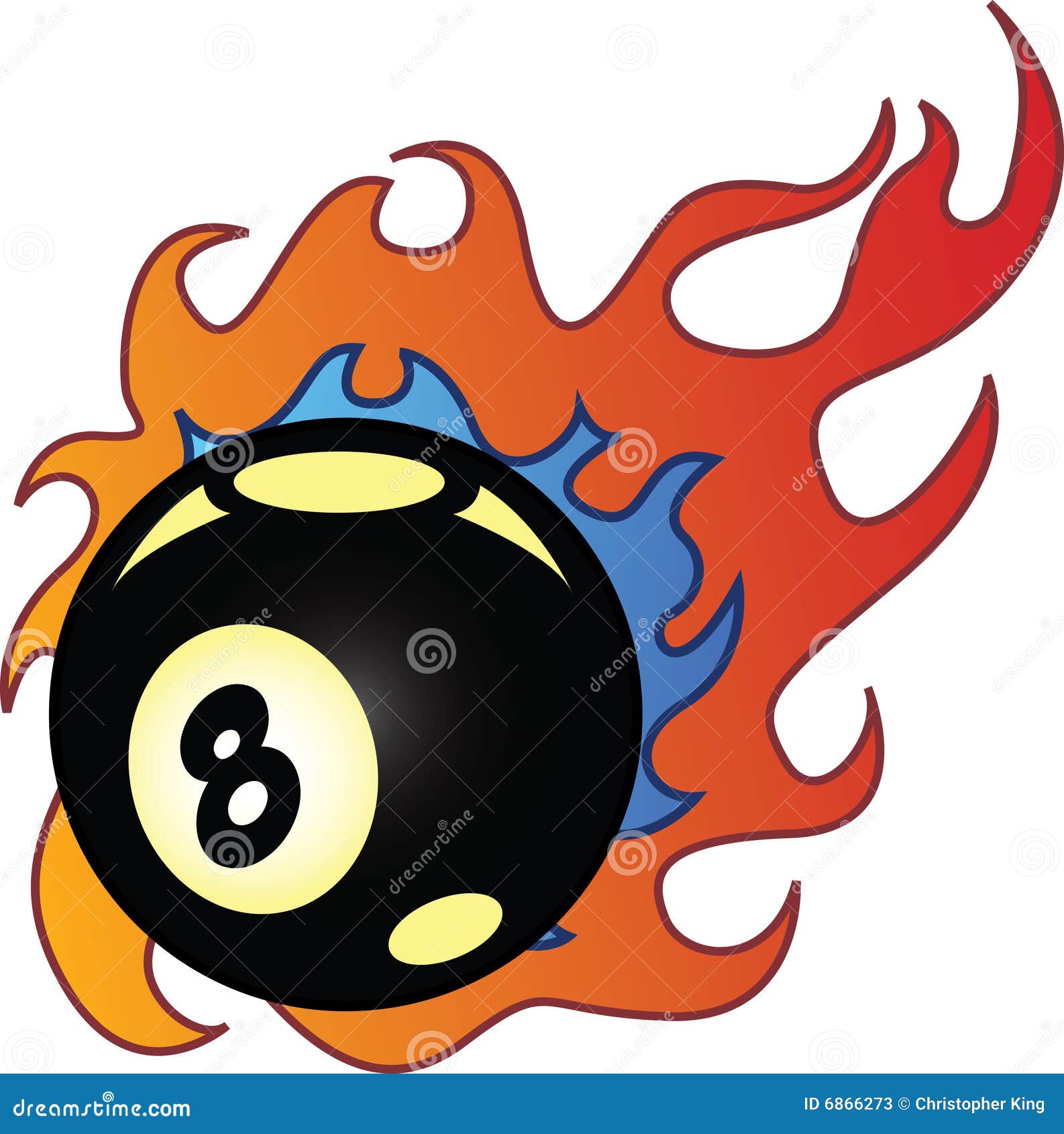 Flaming Eightball Vector Illustration Stock Vector - Illustration of ...