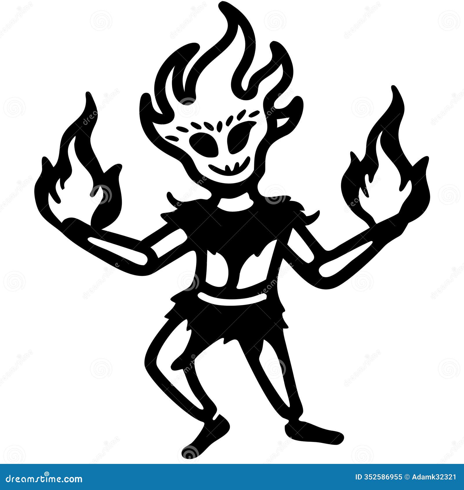 Flaming Elemental Creature Silhouette Vector Illustration for Tattoos ...