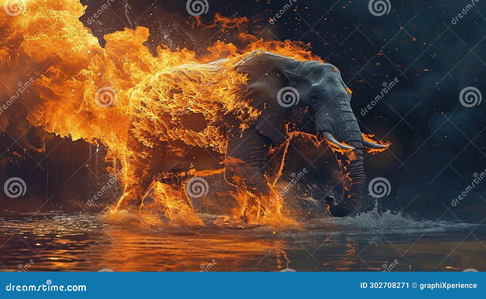 Flaming Elephant stock illustration. Illustration of icon - 302708271