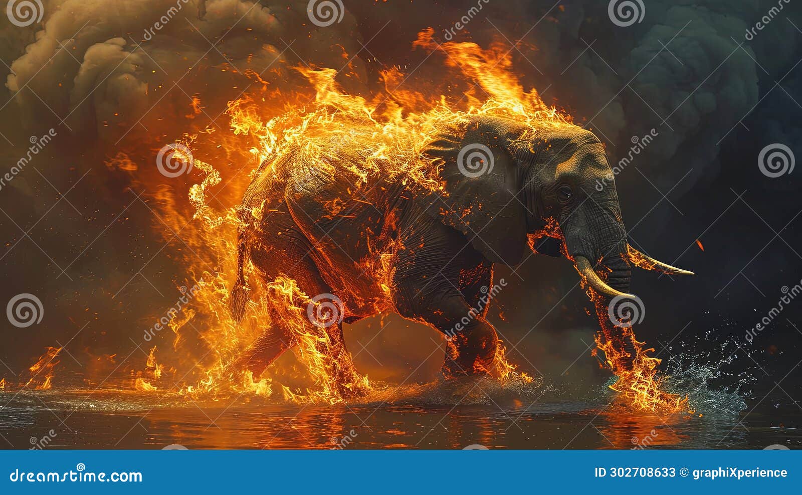 Flaming Elephant stock illustration. Illustration of mammal - 302708633