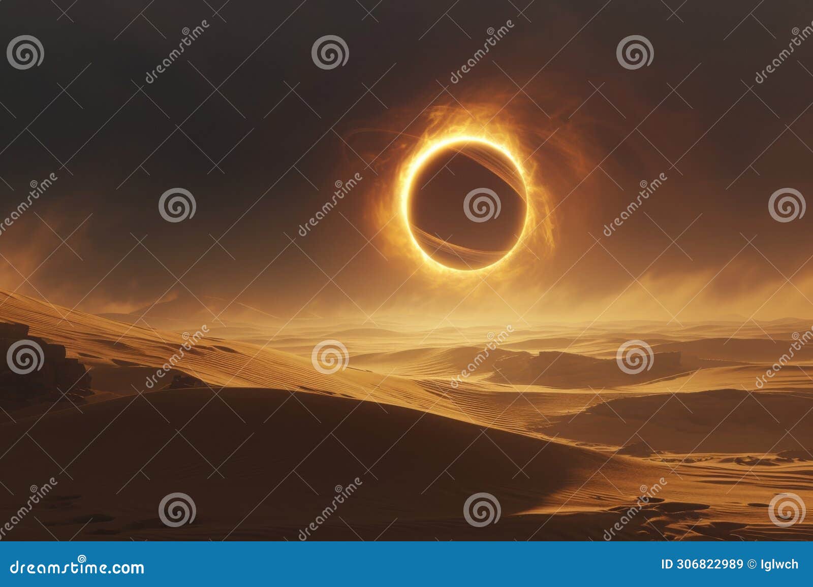 A Total Solar Eclipse Highlighted by Glowing Sun Rays, Over a Dark ...