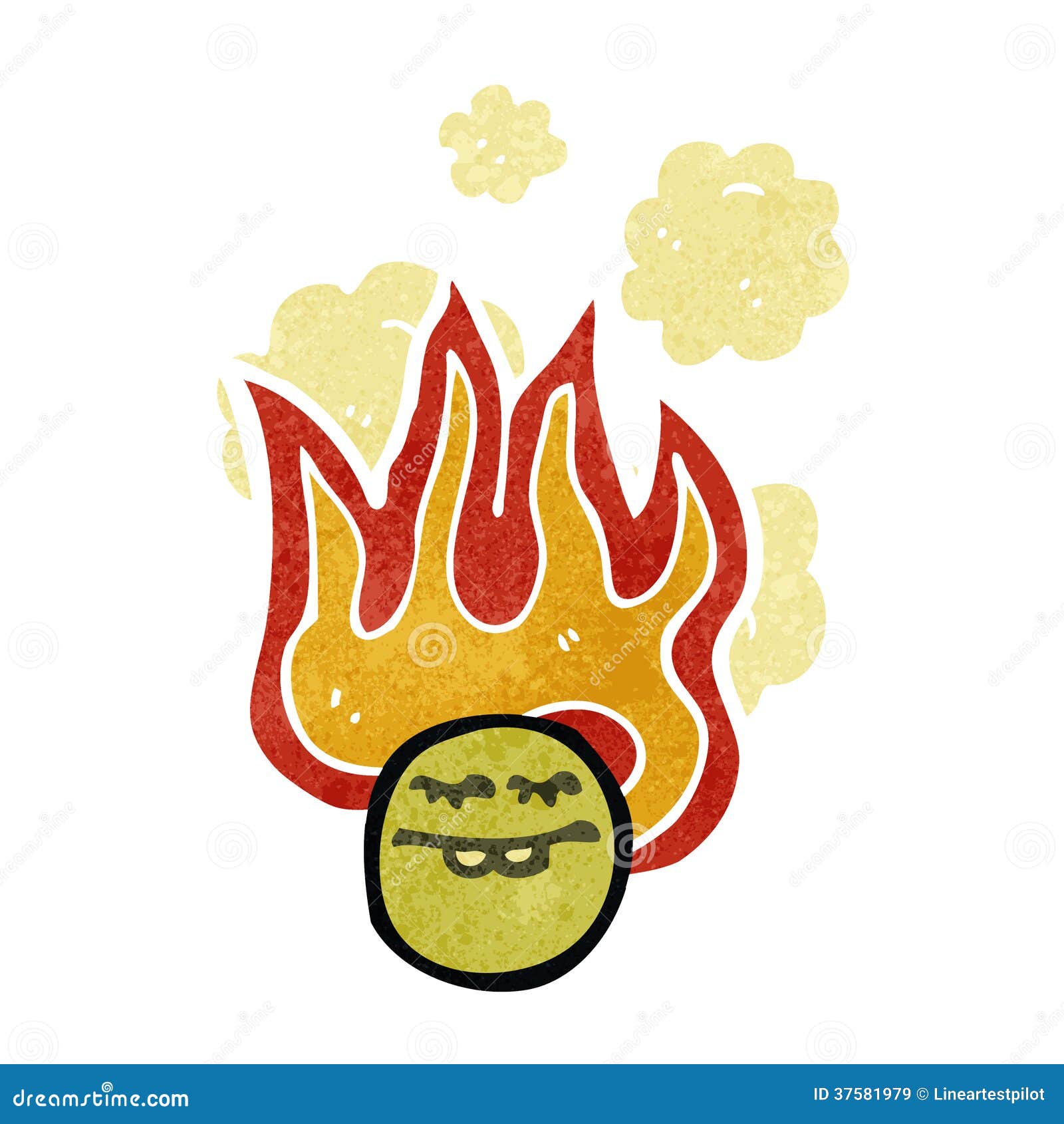 Flaming Face Symbol Retro Cartoon Stock Vector - Illustration of retro ...