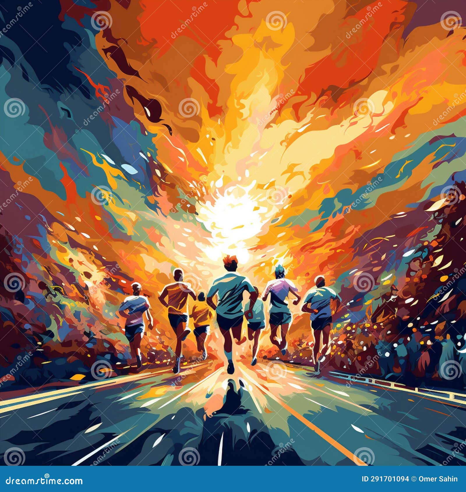 Flaming Finish Line stock illustration. Illustration of excitement ...