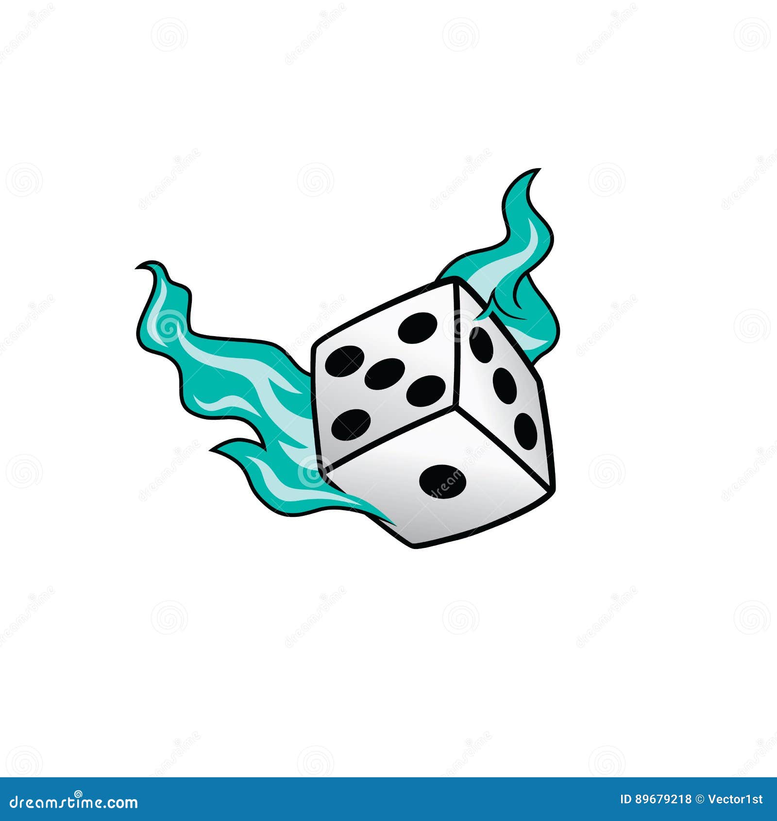 Flaming on Fire Burning White Dice Risk Taker Gamble Art Stock Vector ...