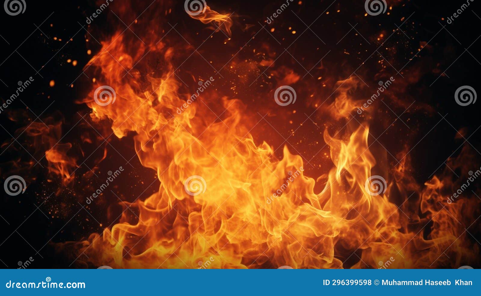 Flaming Fire on a Dark Background. Isolated, Abstract Texture of Fire ...