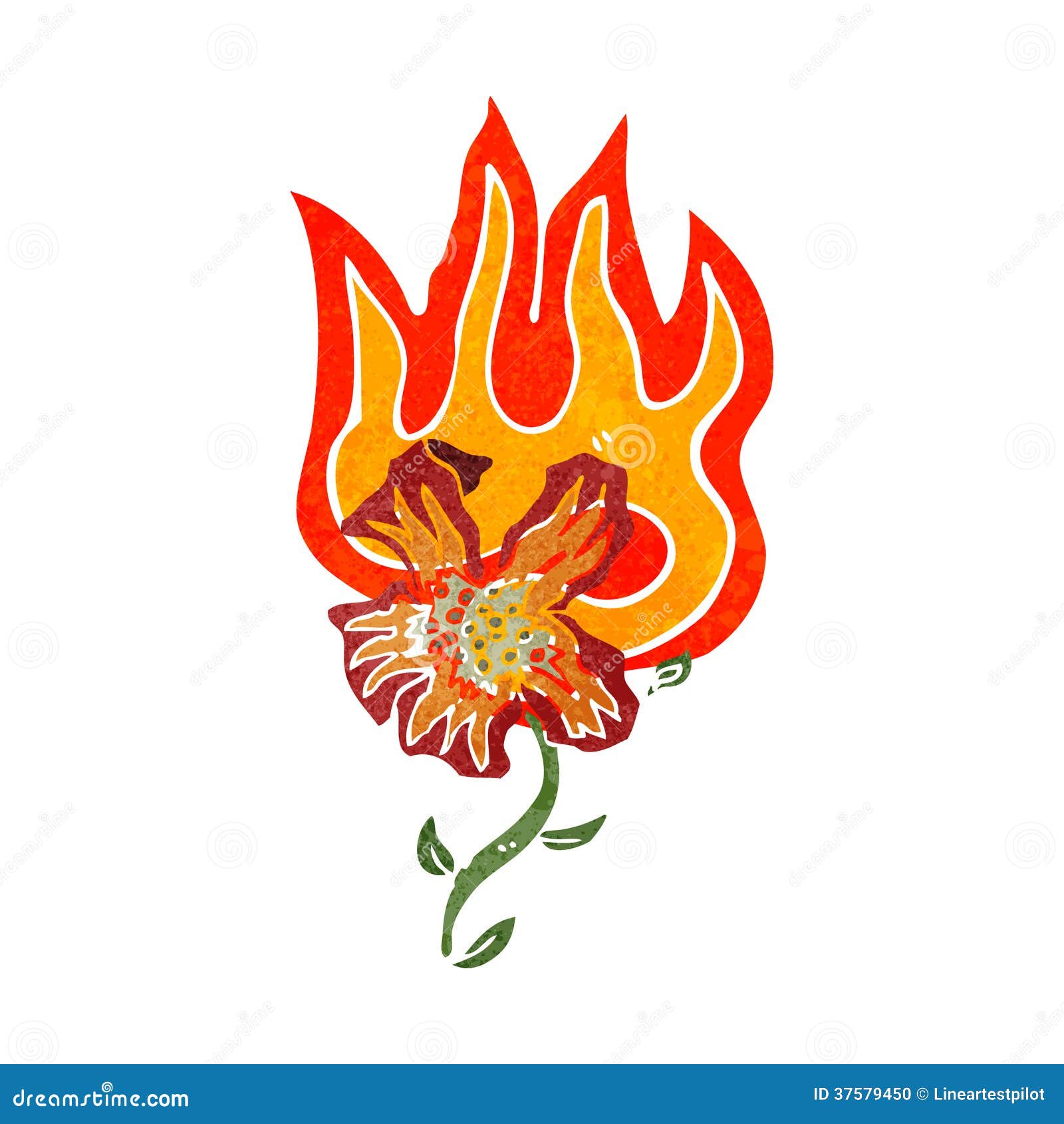 Flaming flower cartoon stock vector. Illustration of artwork - 37579450