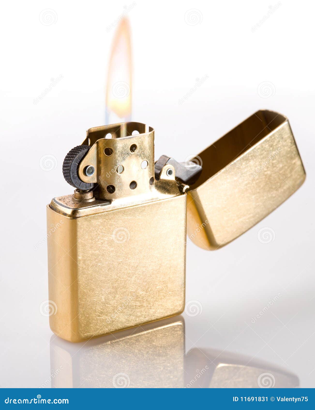 Flaming golden lighter stock image. Image of cigarette - 11691831