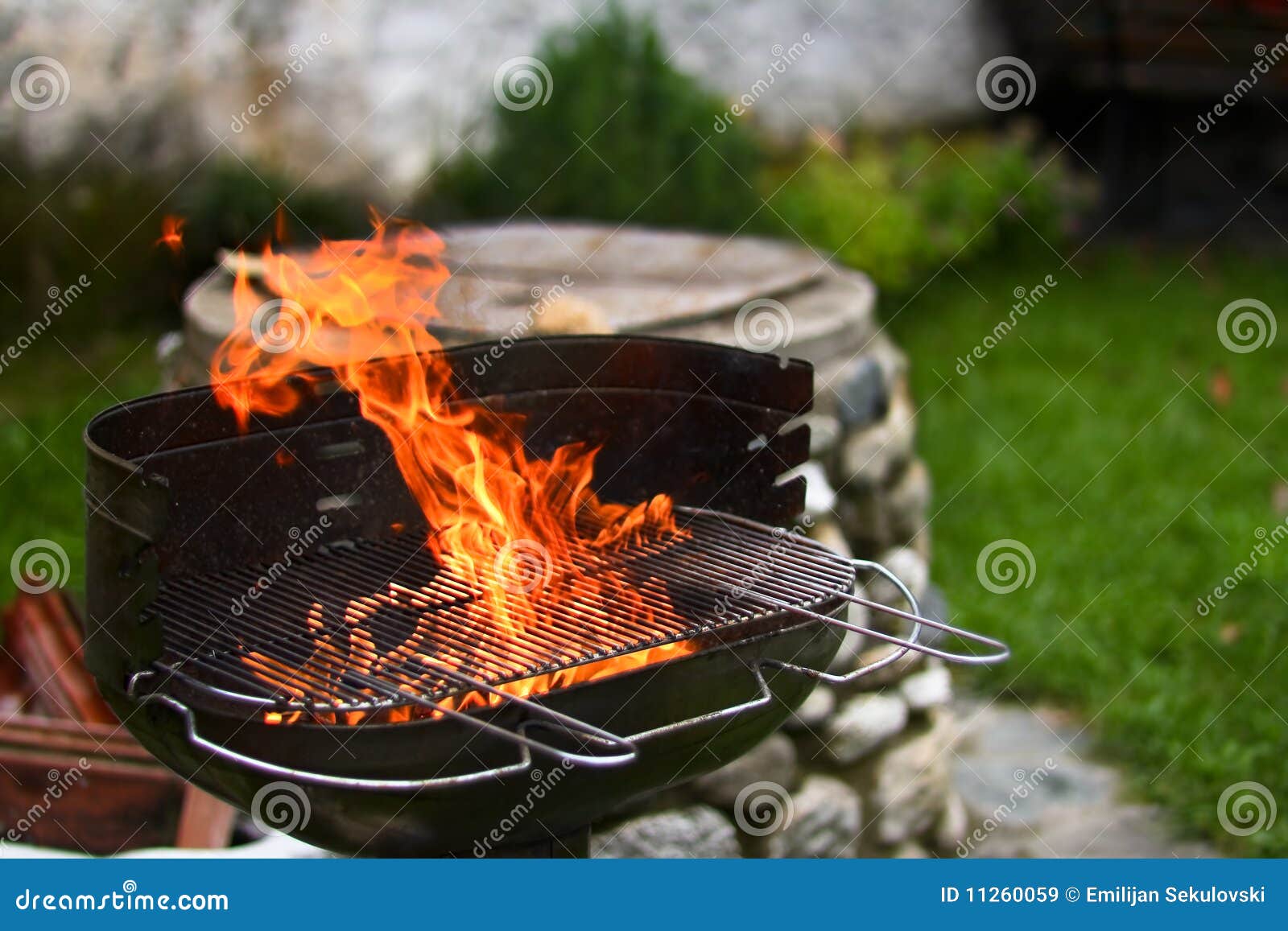 Flaming grill stock image. Image of burn, grilling, grass - 11260059