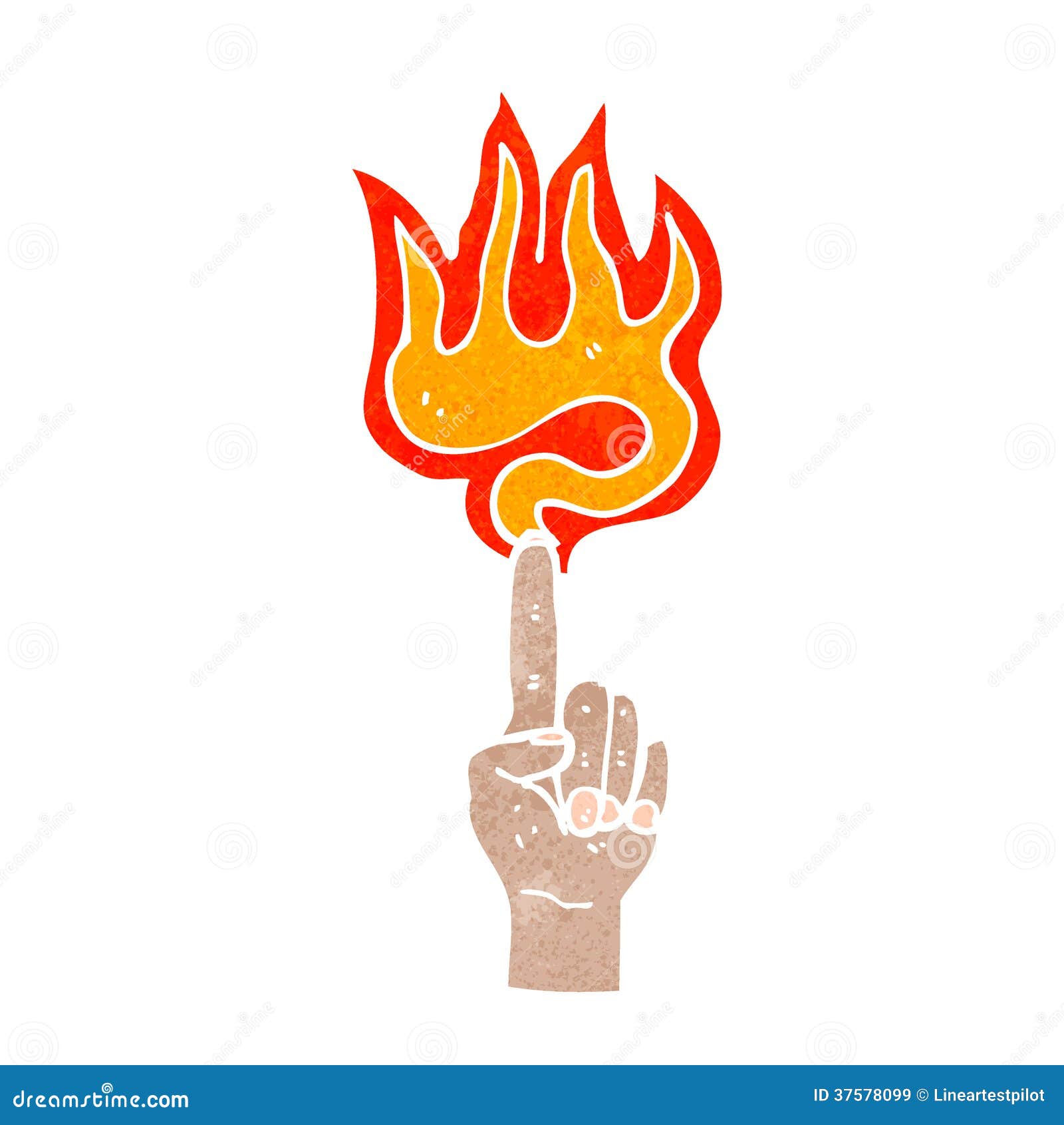 Flaming hand cartoon stock vector. Illustration of drawn - 37578099