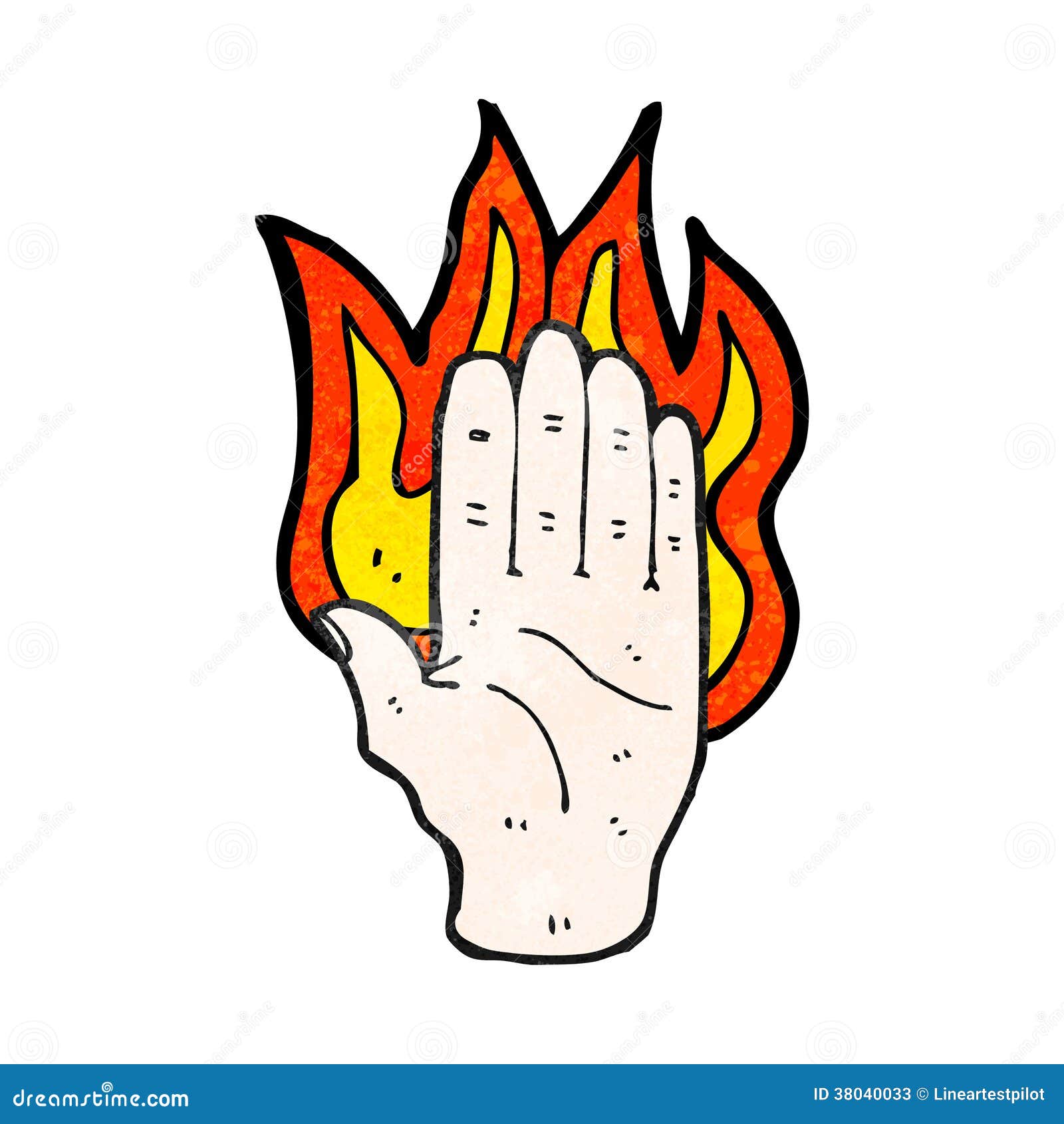 Flaming hand symbol stock vector. Illustration of cute - 38040033