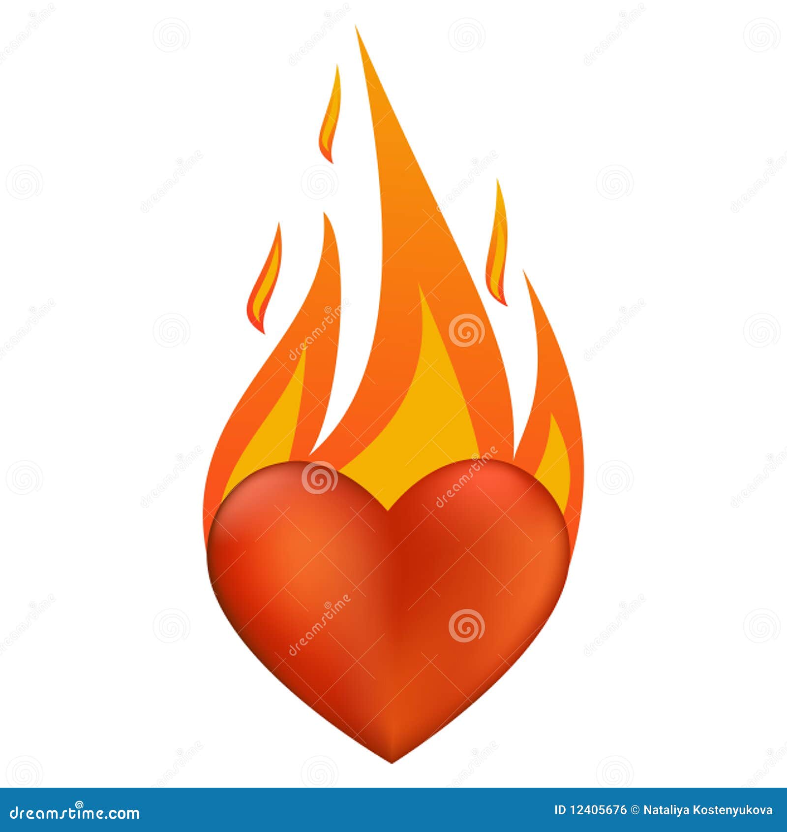 Flaming heart stock vector. Illustration of element, flame - 12405676