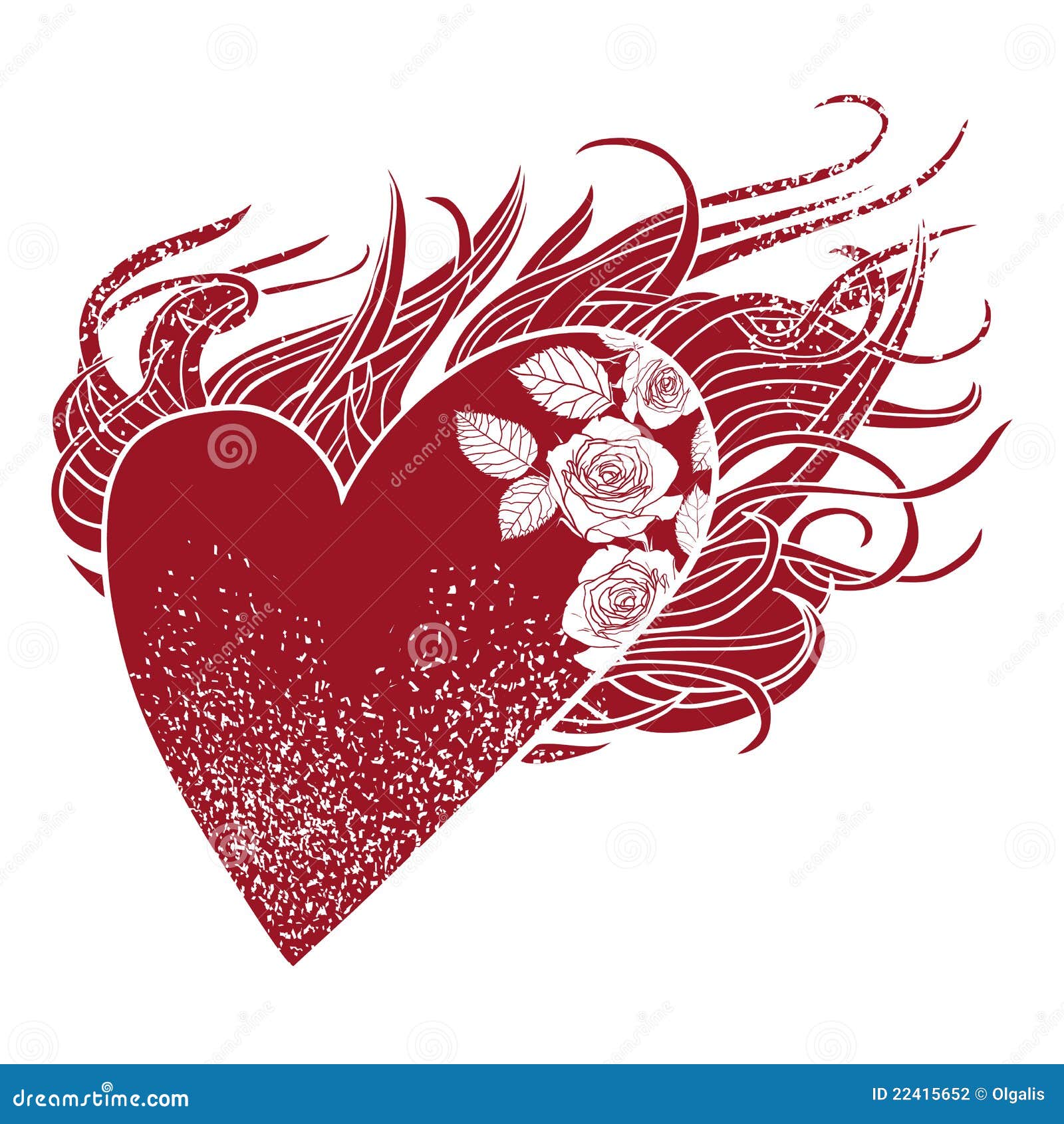 Flaming heart stock vector. Illustration of abstract - 22415652