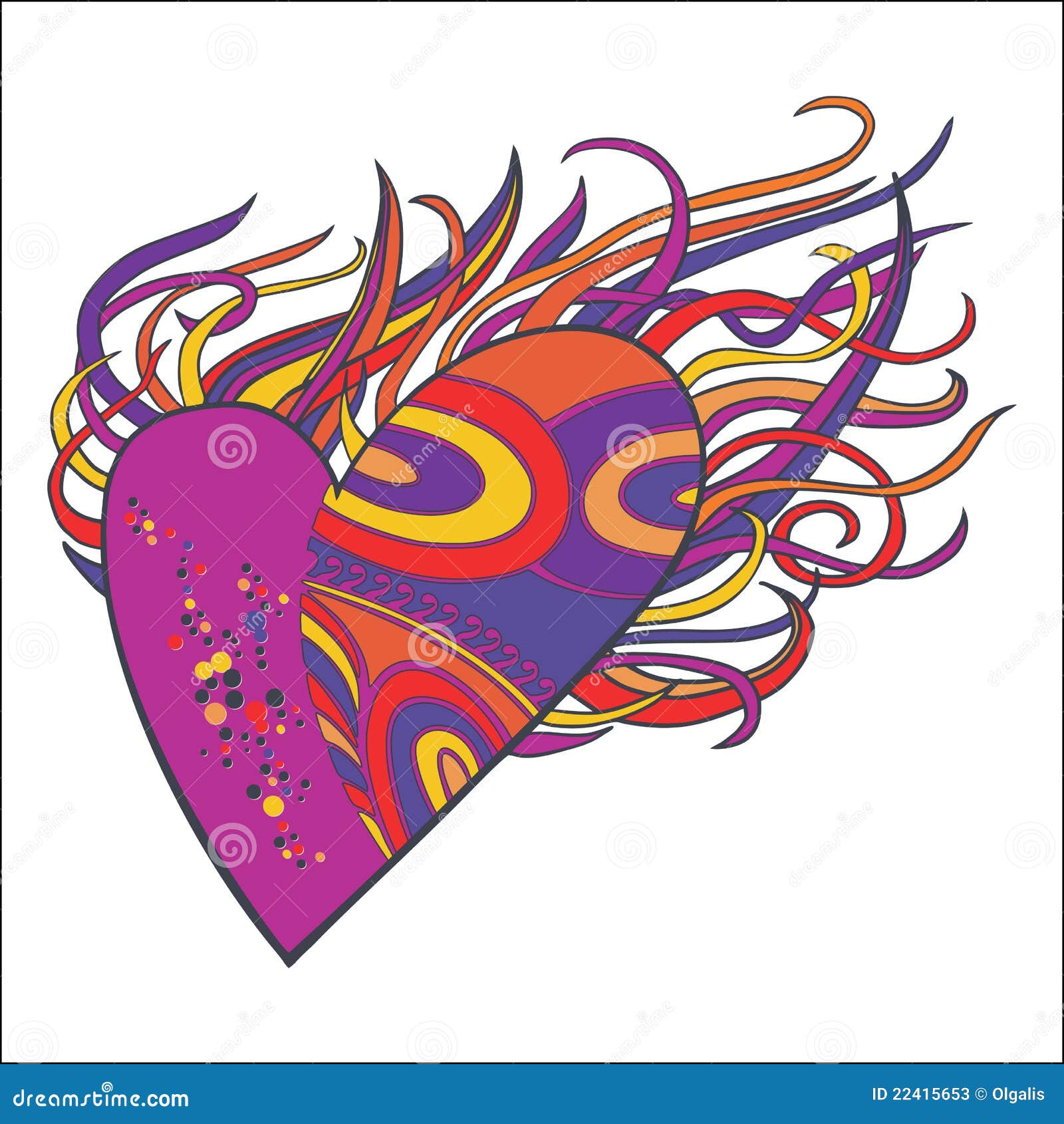Flaming heart stock vector. Illustration of floral, modern - 22415653
