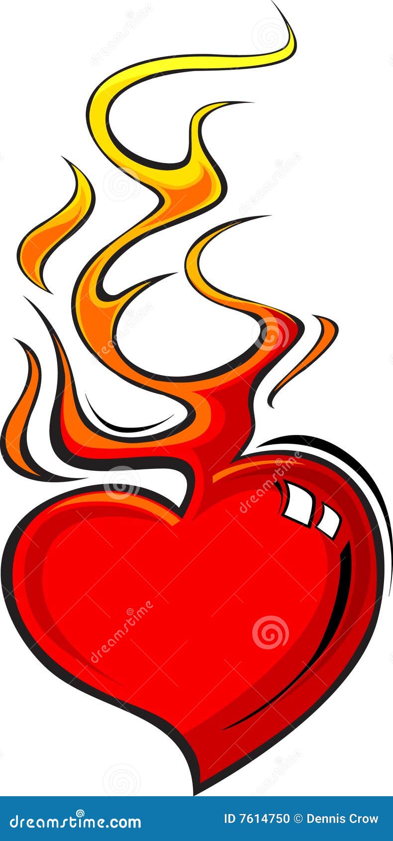 Flaming Heart stock vector. Illustration of flames, passion - 7614750