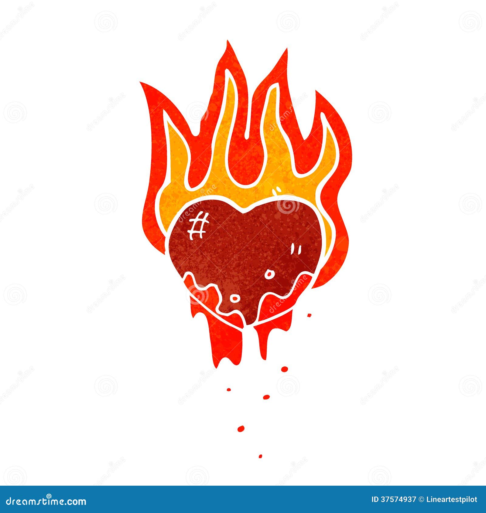 Flaming heart symbol stock vector. Illustration of watercolor - 37574937