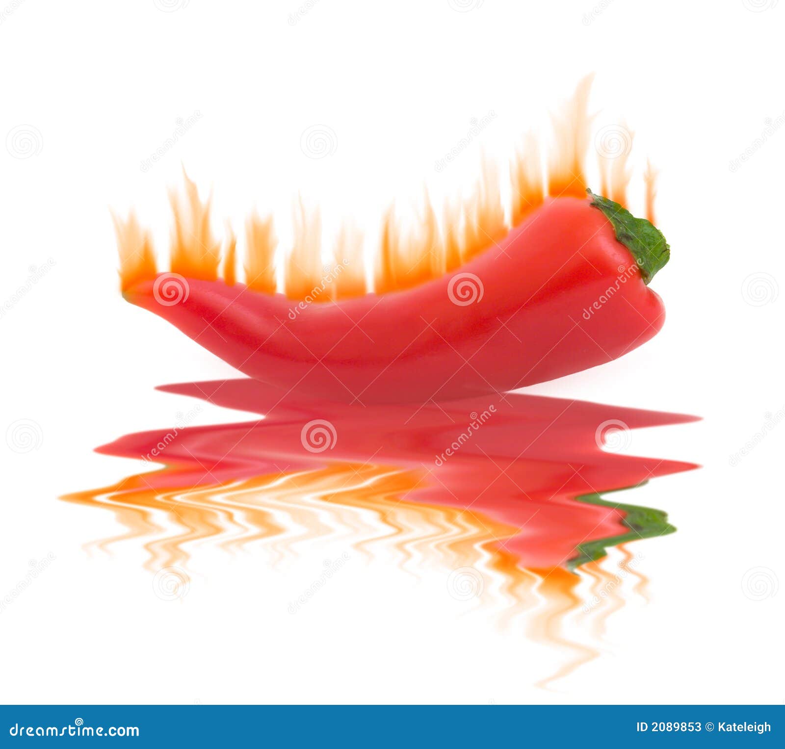 Flaming Hot Pepper on White Stock Image - Image of food, reflecting ...