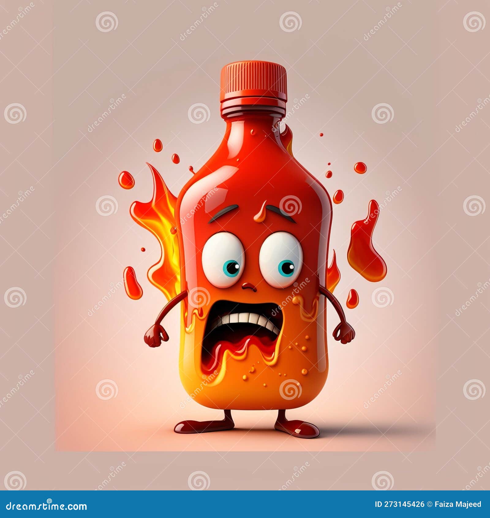 Flaming Hot Sauce Bottle Character, Generative AI Stock Illustration ...