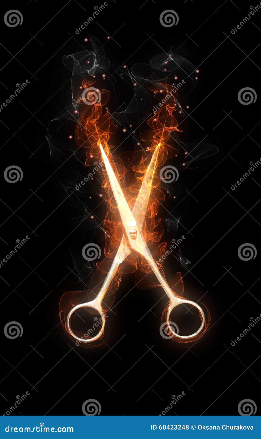 Flaming hot scissors stock illustration. Illustration of dirty - 60423248