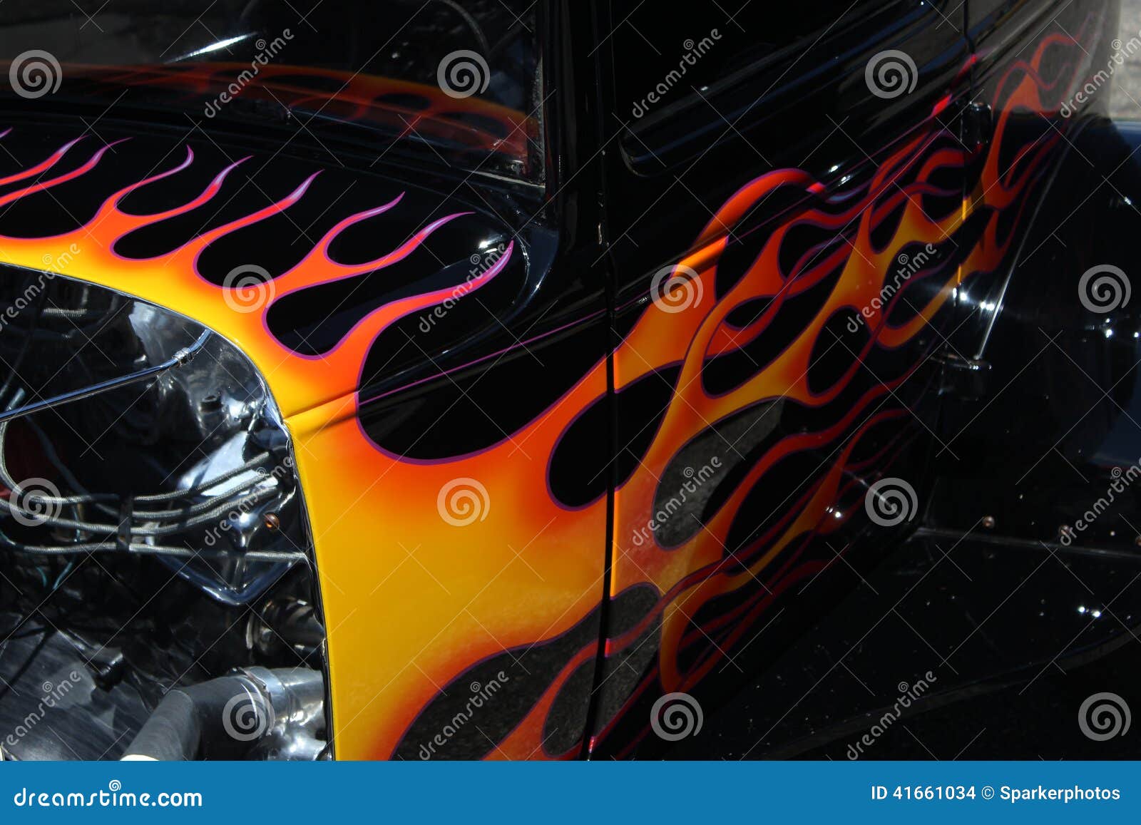 Flaming Hotrod stock photo. Image of motor, custom, vibrant - 41661034