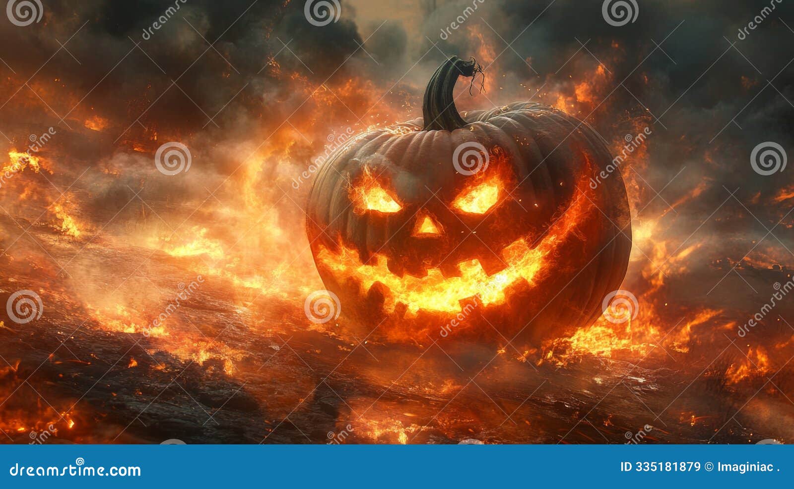 Flaming Jack-o -Lantern in a Sea of Fire Stock Illustration ...