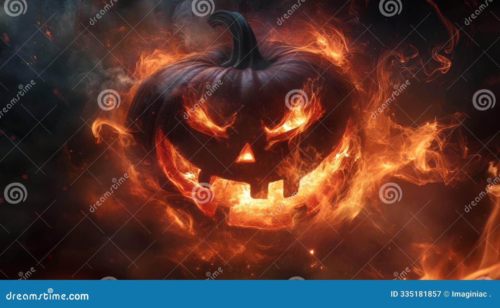 Flaming Jack-o -Lantern with Smoke and Embers Stock Illustration ...