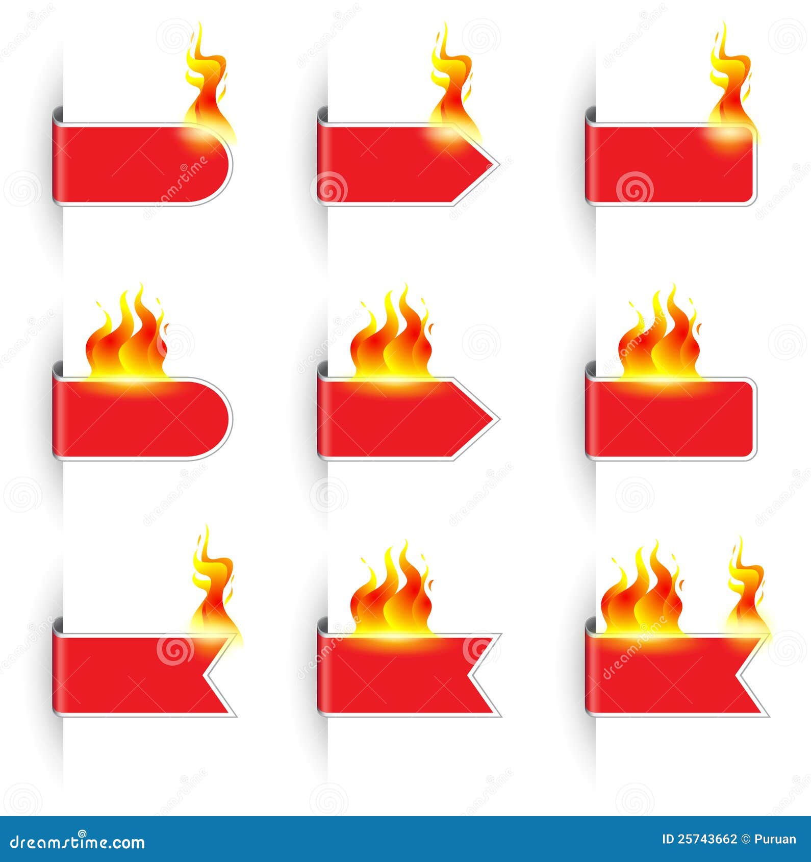 Flaming Labels stock vector. Illustration of promotion - 25743662