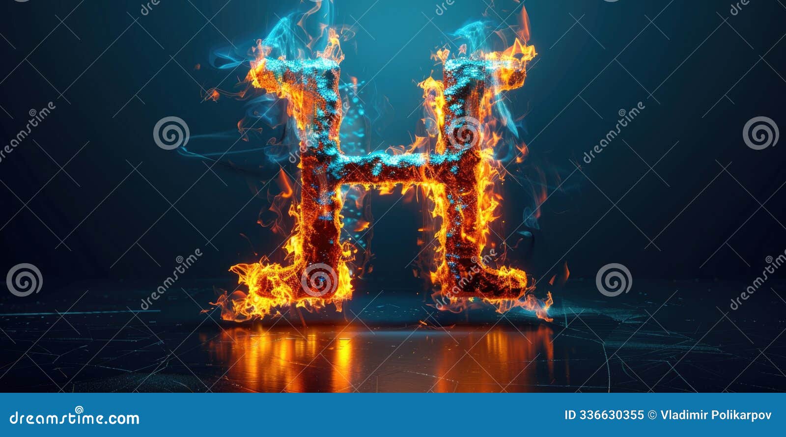 A Flaming Letter H Set Against a Dark Backdrop Stock Image - Image of ...