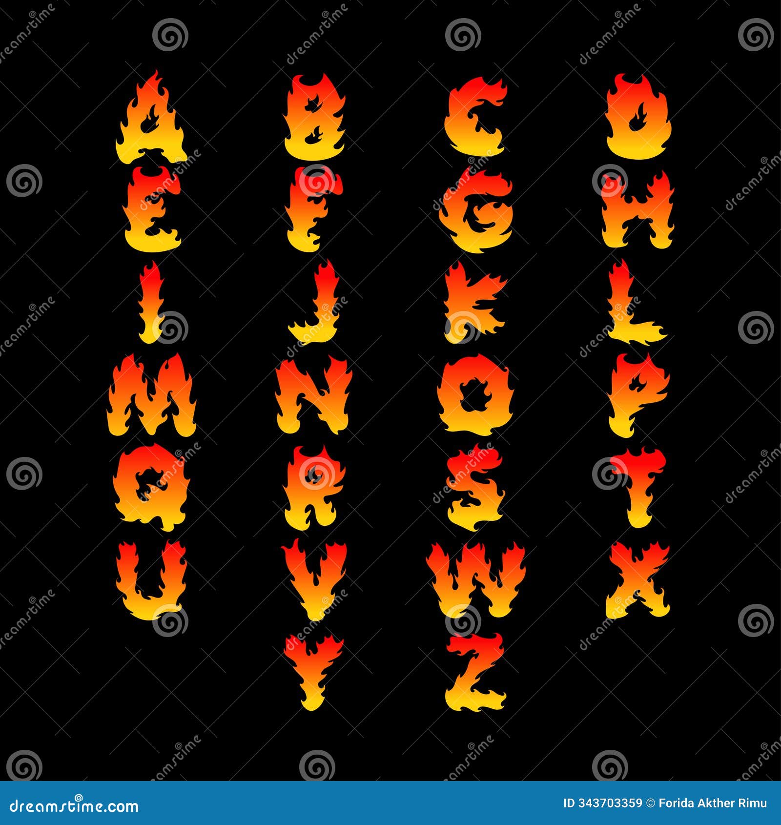 Flaming Letters Vector Alphabet, Fire Text Effect Stock Vector ...