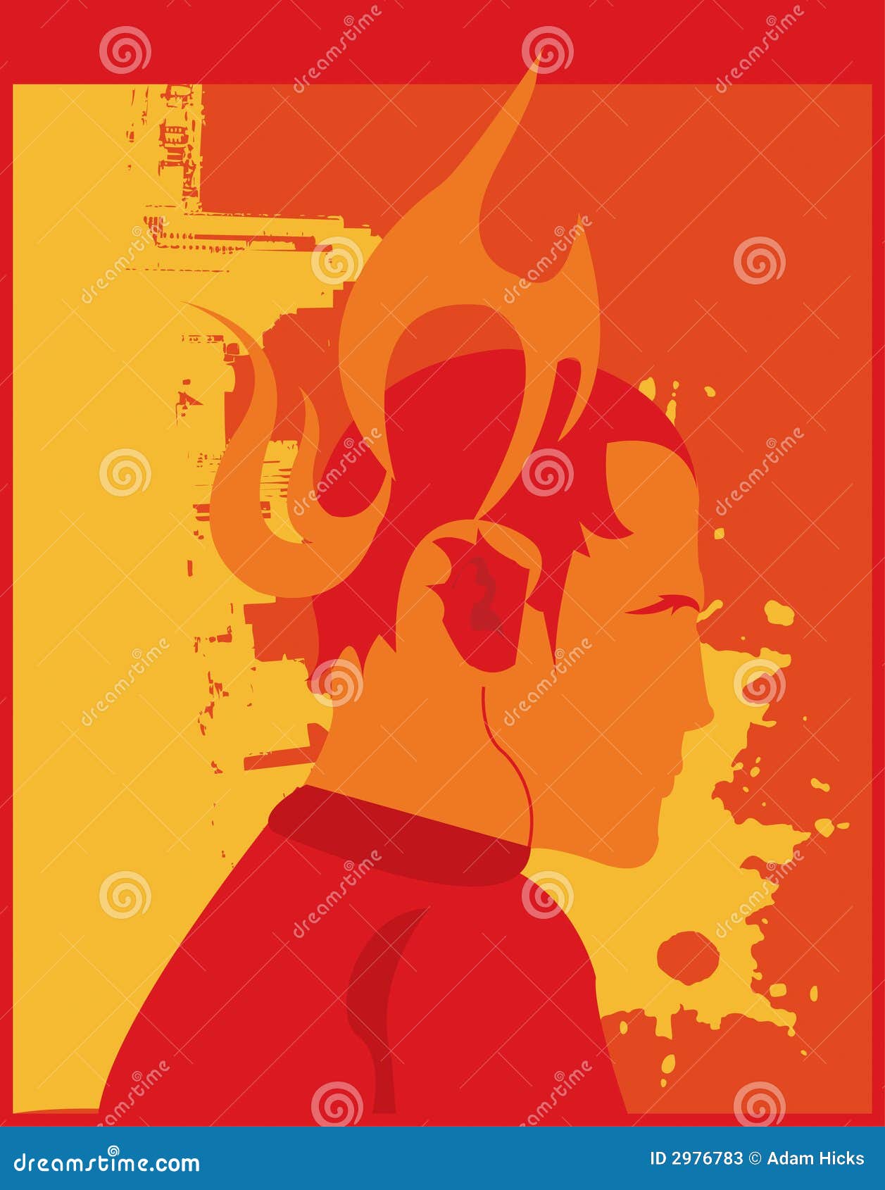 Flaming Man stock vector. Illustration of unique, spike - 2976783