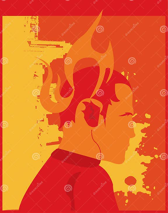 Flaming Man stock vector. Illustration of unique, spike - 2976783