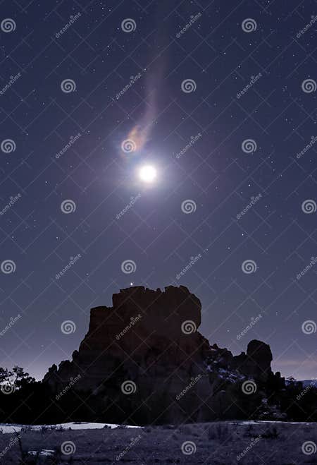 Flaming Moon over Mesa stock photo. Image of milky, acona - 23713358