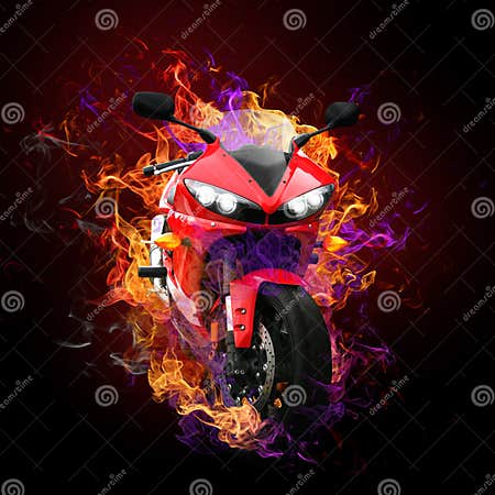 Flaming motorcycle stock illustration. Illustration of motorbike - 10959970