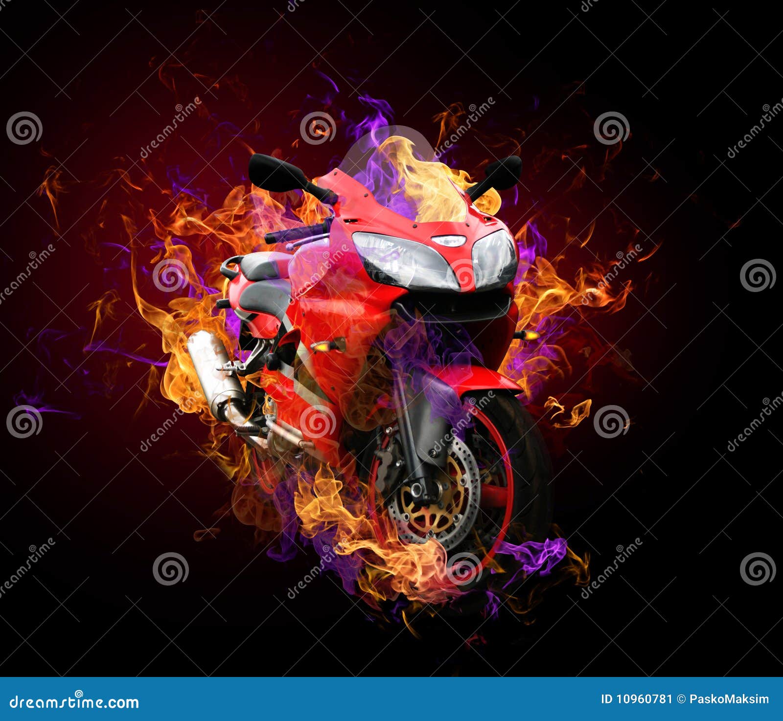 Flaming Motorcycle stock illustration. Illustration of motorcycle ...