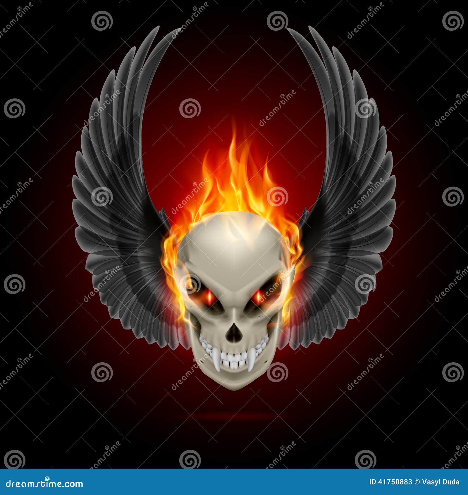 Flaming mutant skull stock vector. Illustration of feather - 41750883