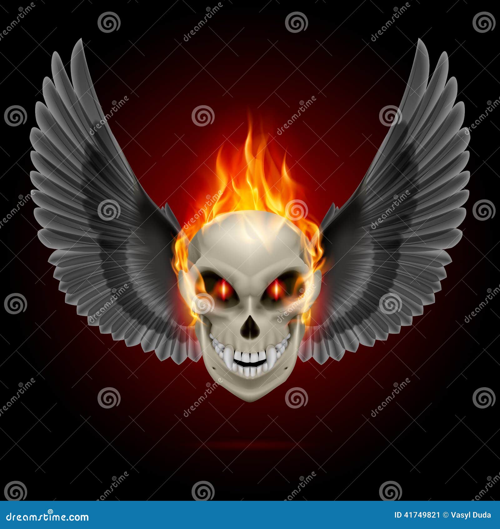Flaming mutant skull stock vector. Illustration of face - 41749821