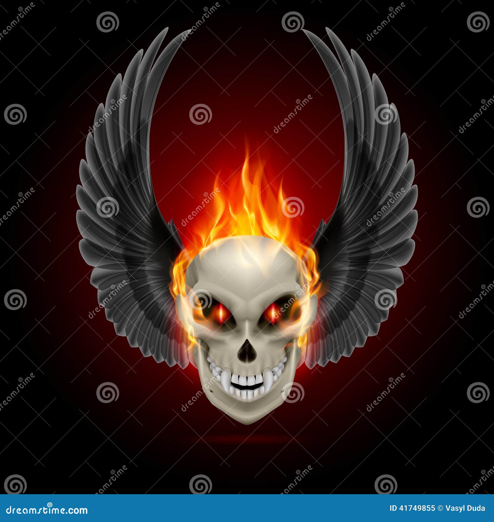 Flaming mutant skull stock vector. Illustration of emblem - 41749855