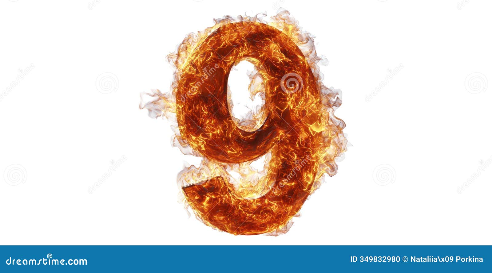 Flaming Number Nine Isolated on Transparent Background Stock Photo ...