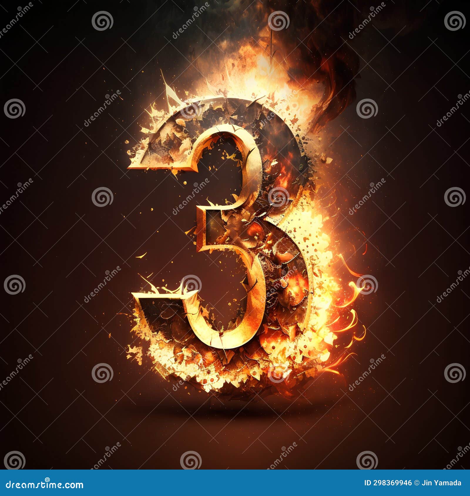 Flaming Number 3 in the Style of Fire. Vector Illustration Stock ...