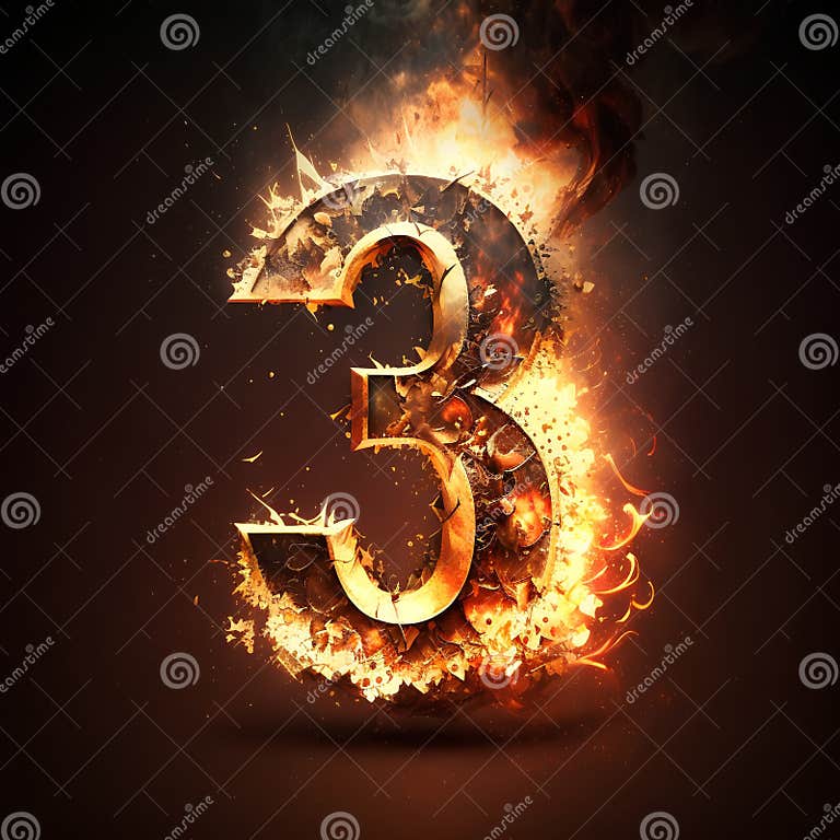 Flaming Number 3 in the Style of Fire. Vector Illustration Stock ...