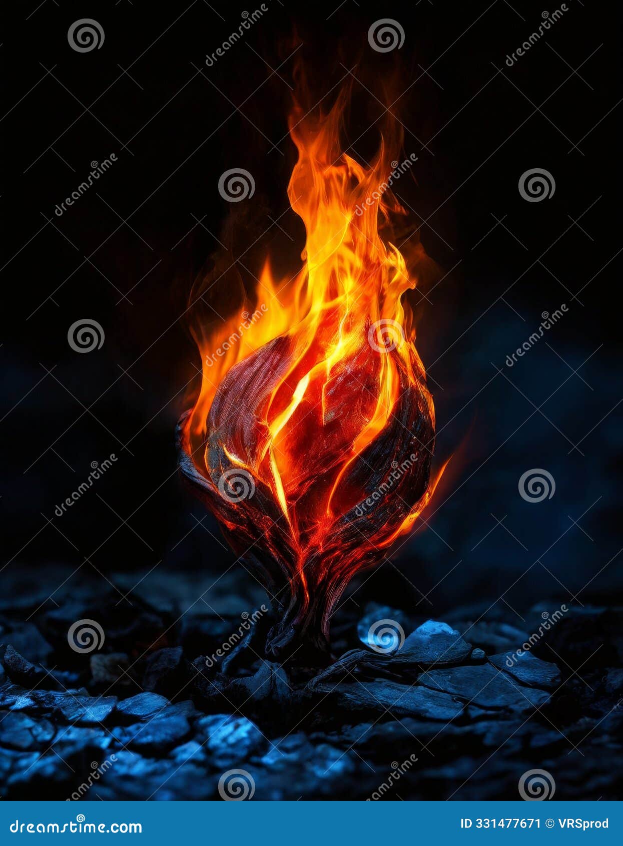 Flaming Object Burning Intensely on Dark Background Stock Image - Image ...