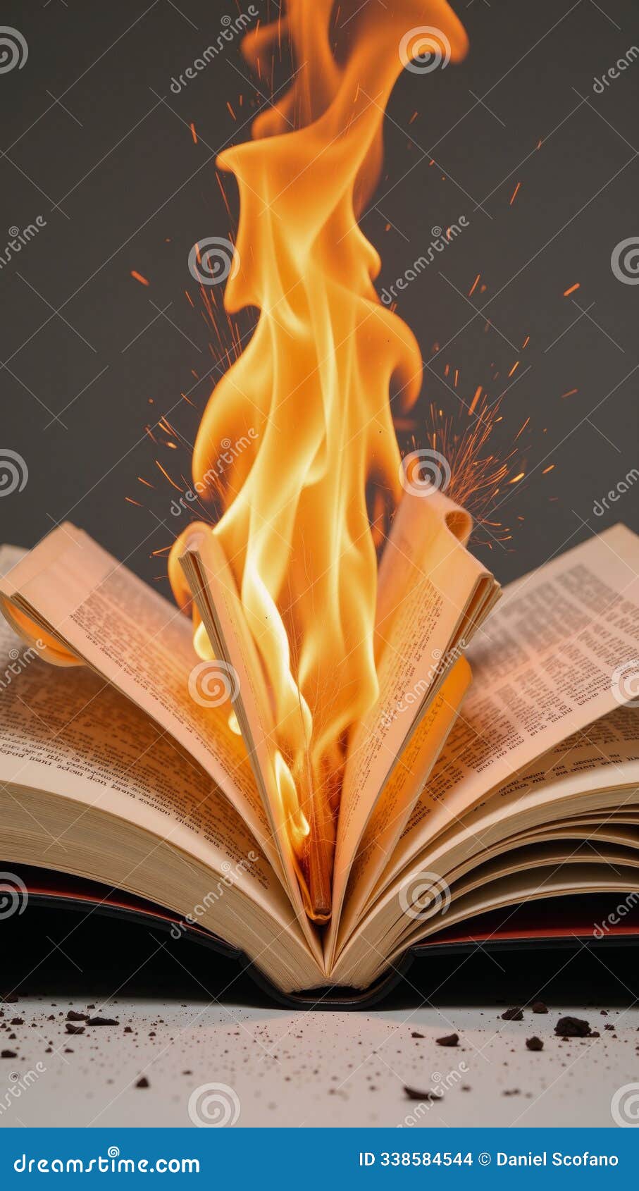 Flaming Page Explosion with Vivid Destruction Stock Illustration ...