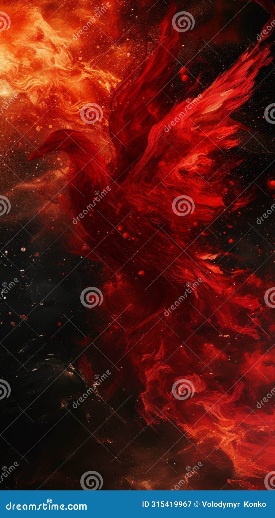 Flaming Phoenix Flow - Fiery Abstract Phenomenon Stock Image - Image of ...