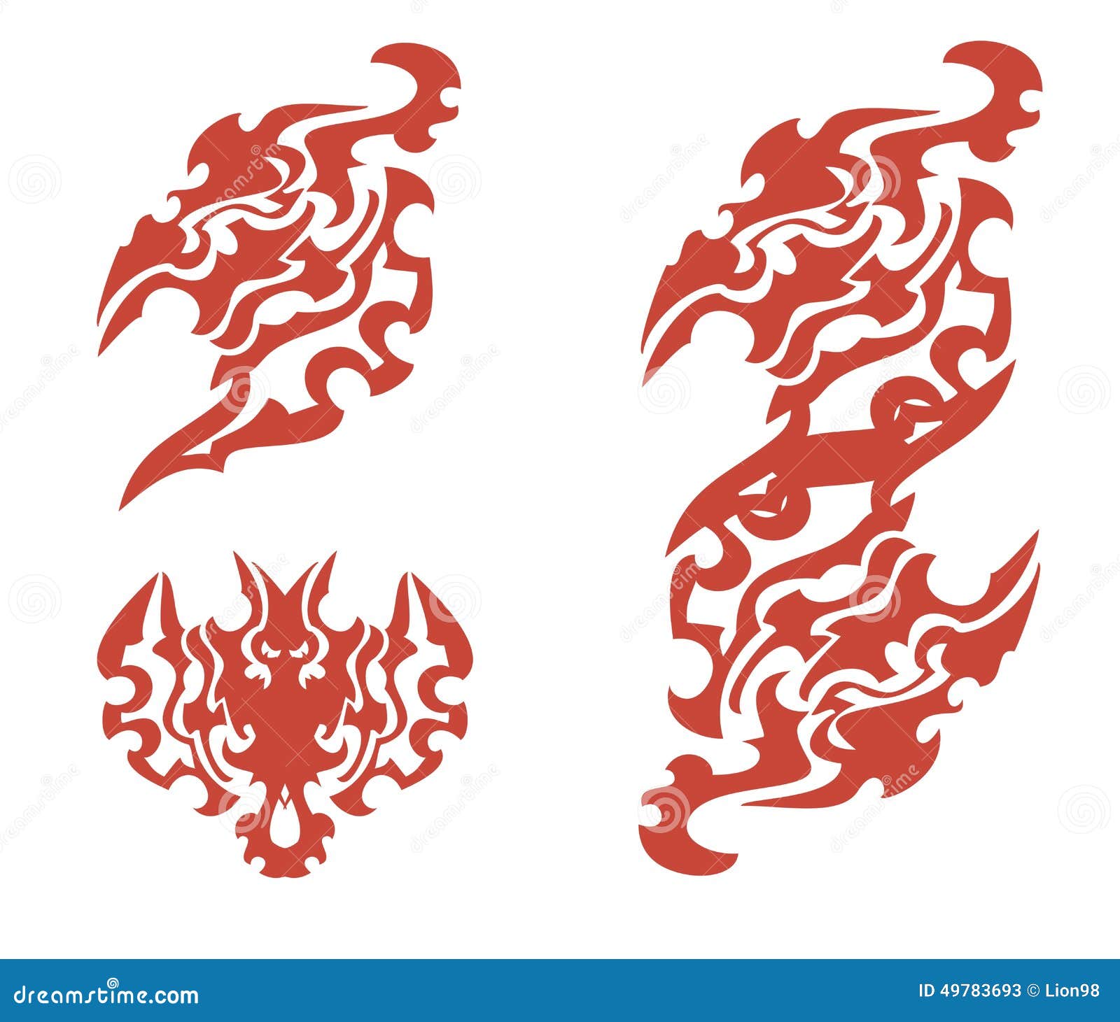 Tribal Phoenix Set. Black On The White Vector Illustration ...